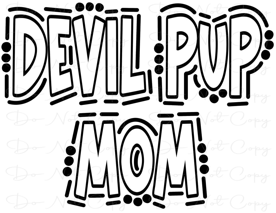 Devil Pup Mom - Doodle Letters Transparent Background - Sublimation PNG ...