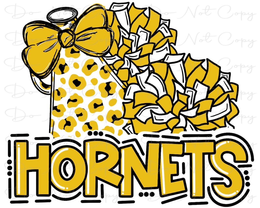Hornets - Cheer Pompoms Megaphone Mascot - Doodle Letters - Sublimation ...