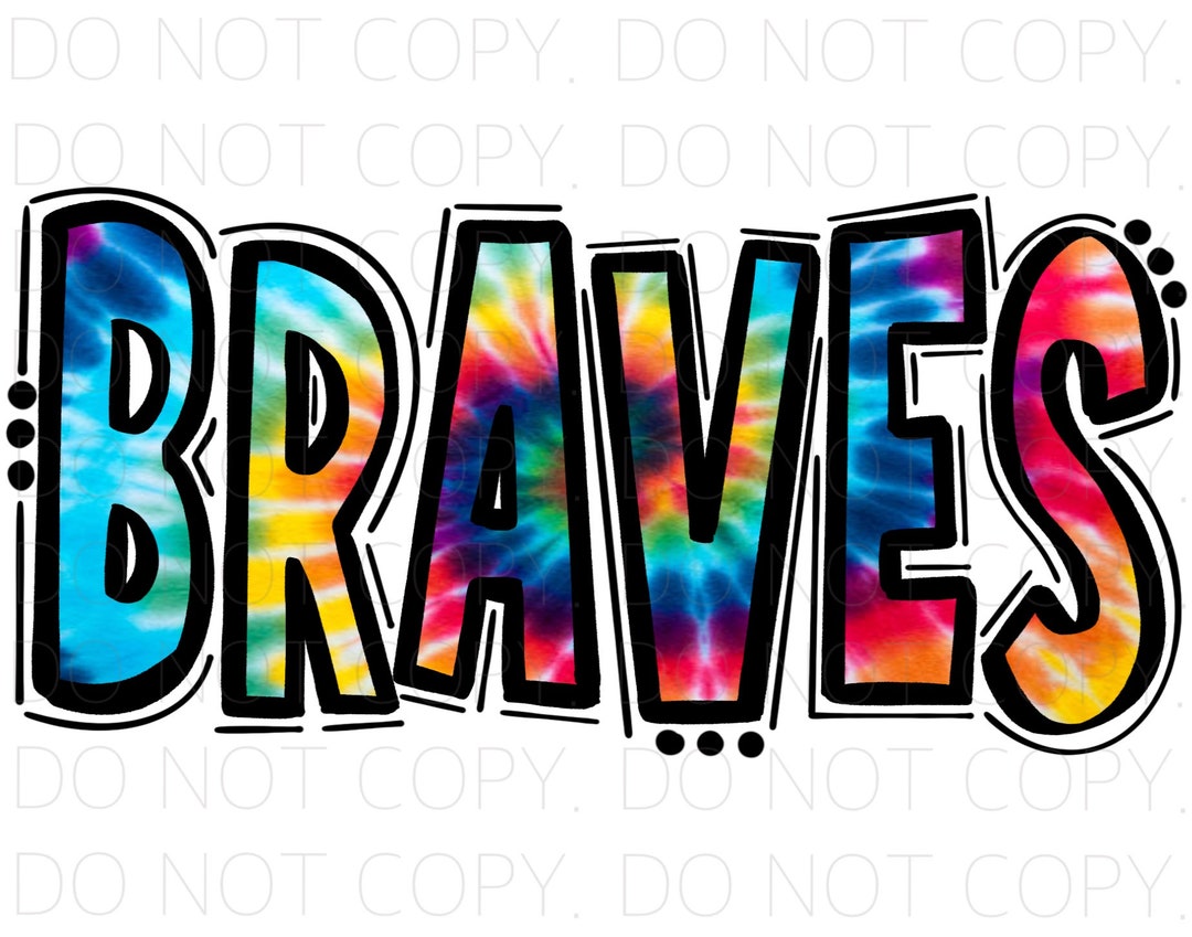 BRAVES - Doodle Letters Tiedye - Sublimation PNG - Digital Artwork ...