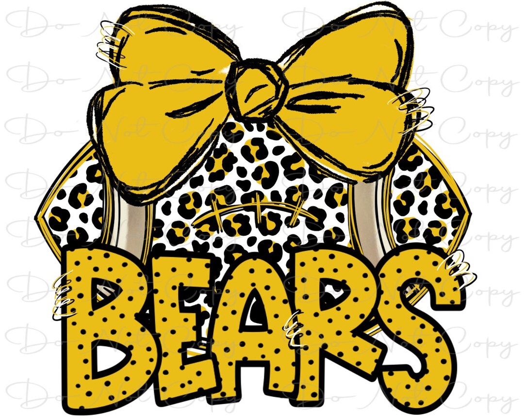 Bears Football and Bow Custom Order - Doodle Letters - School Spirit ...