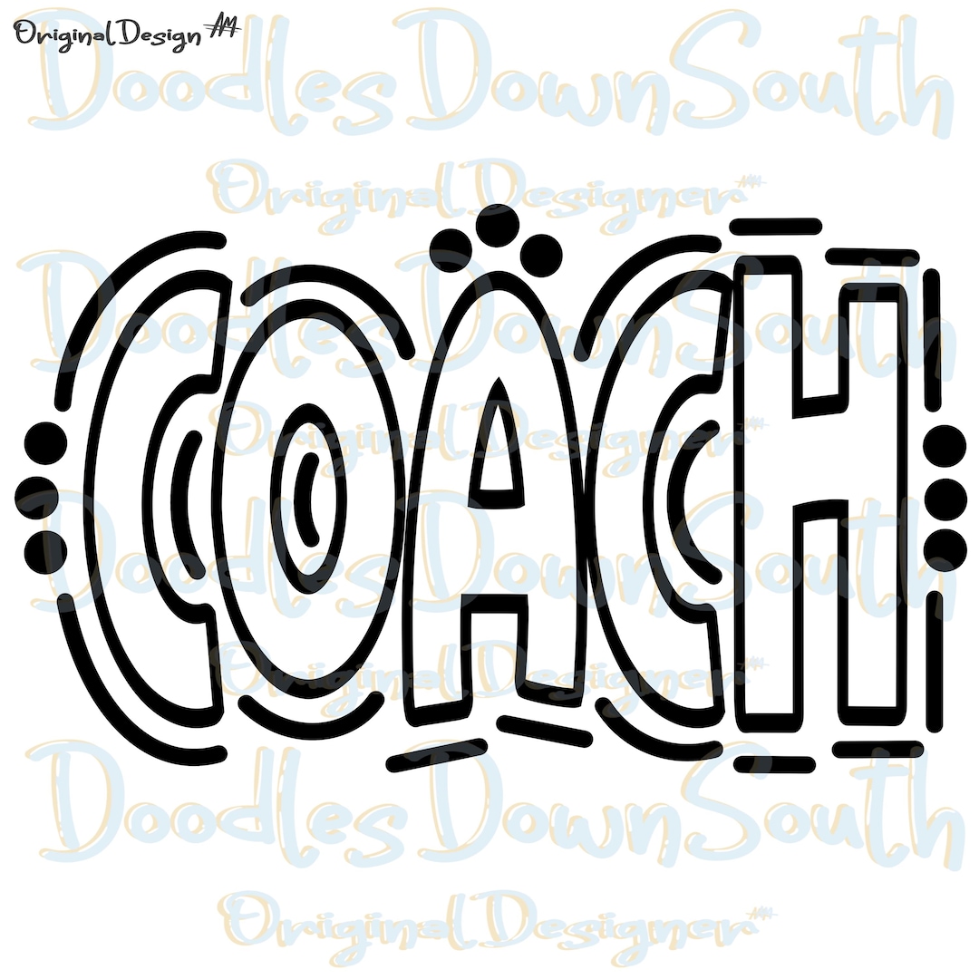 COACH - Doodle Word Outline - Sublimation PNG and SVG - Digital Artwork ...