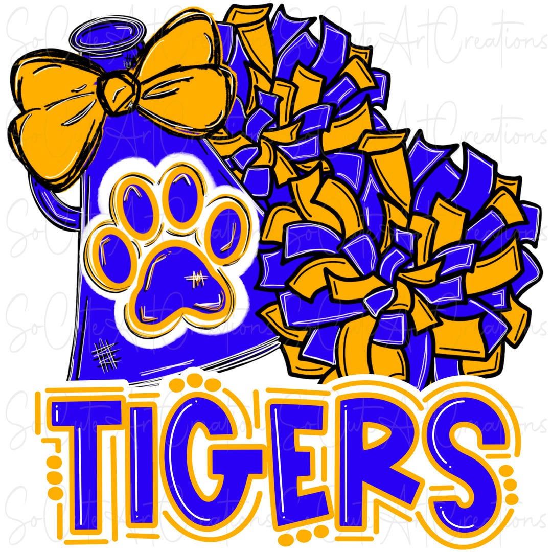 TIGERS - Cheer Pompoms Megaphone Mascot - Doodle Letters - Sublimation ...