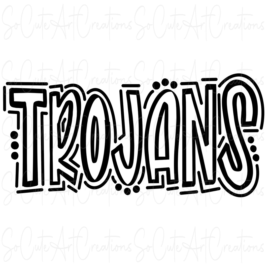 TROJANS - Doodle Word - DTF Sublimation Png SVG - Digital Artwork - Etsy
