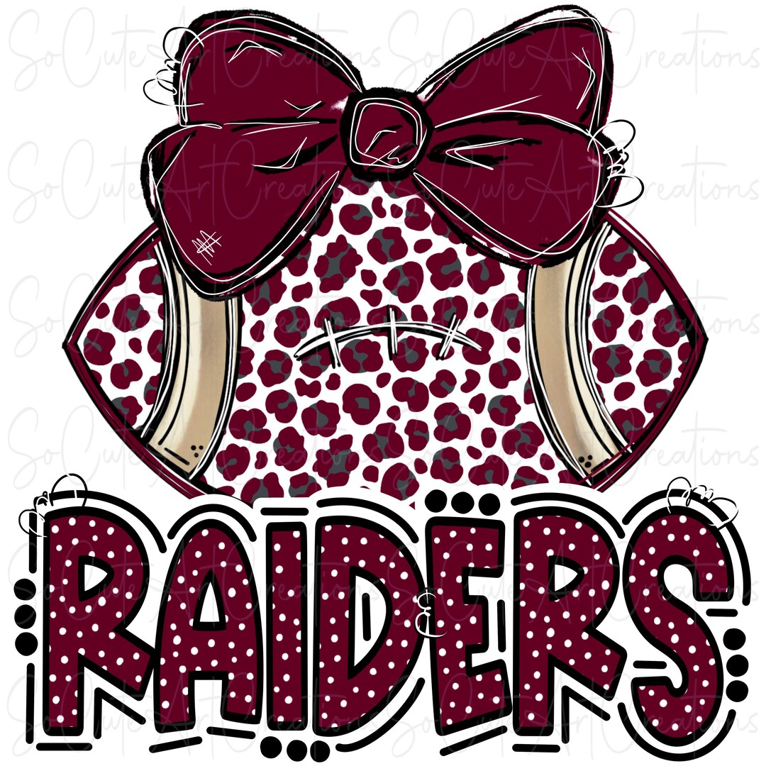 RAIDERS Football and Bow - Doodle Letters - School Spirit - Sublimation ...
