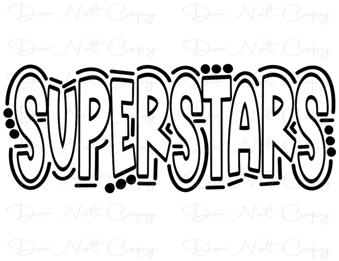 SUPERSTARS - Doodle Letters Transparent Background - Sublimation PNG ...