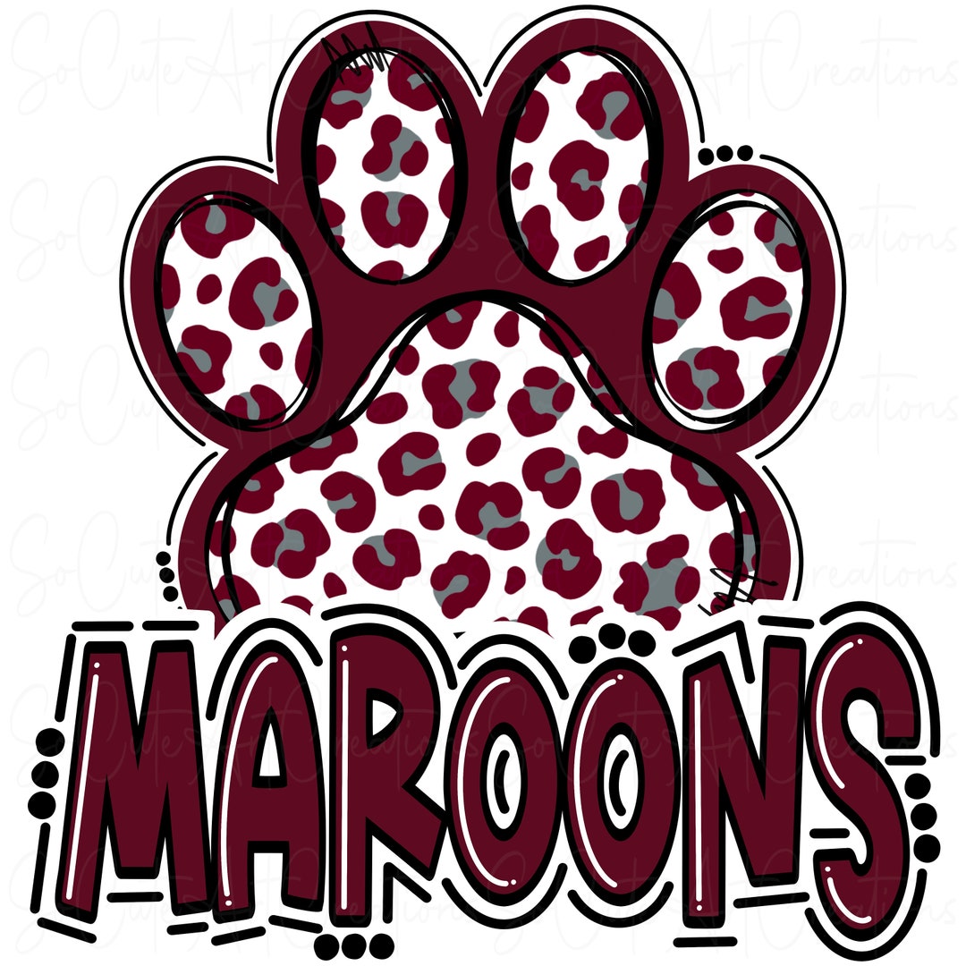 Maroons - Paw Print - Leopard Maroon - Sublimation DTF - PNG - Digital ...