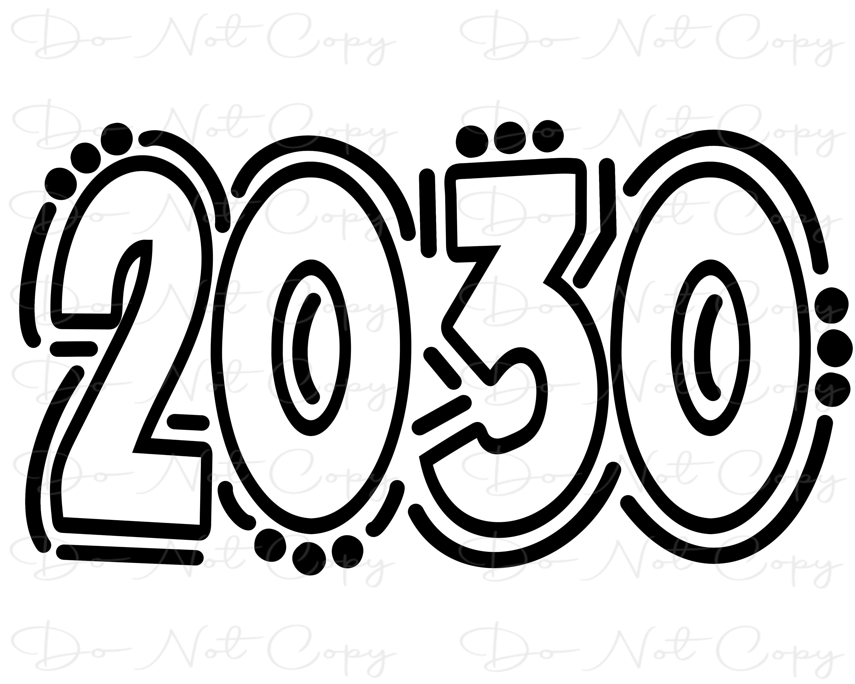 2030 Doodle Number Sublimation PNG and SVG Digital Artwork - Etsy