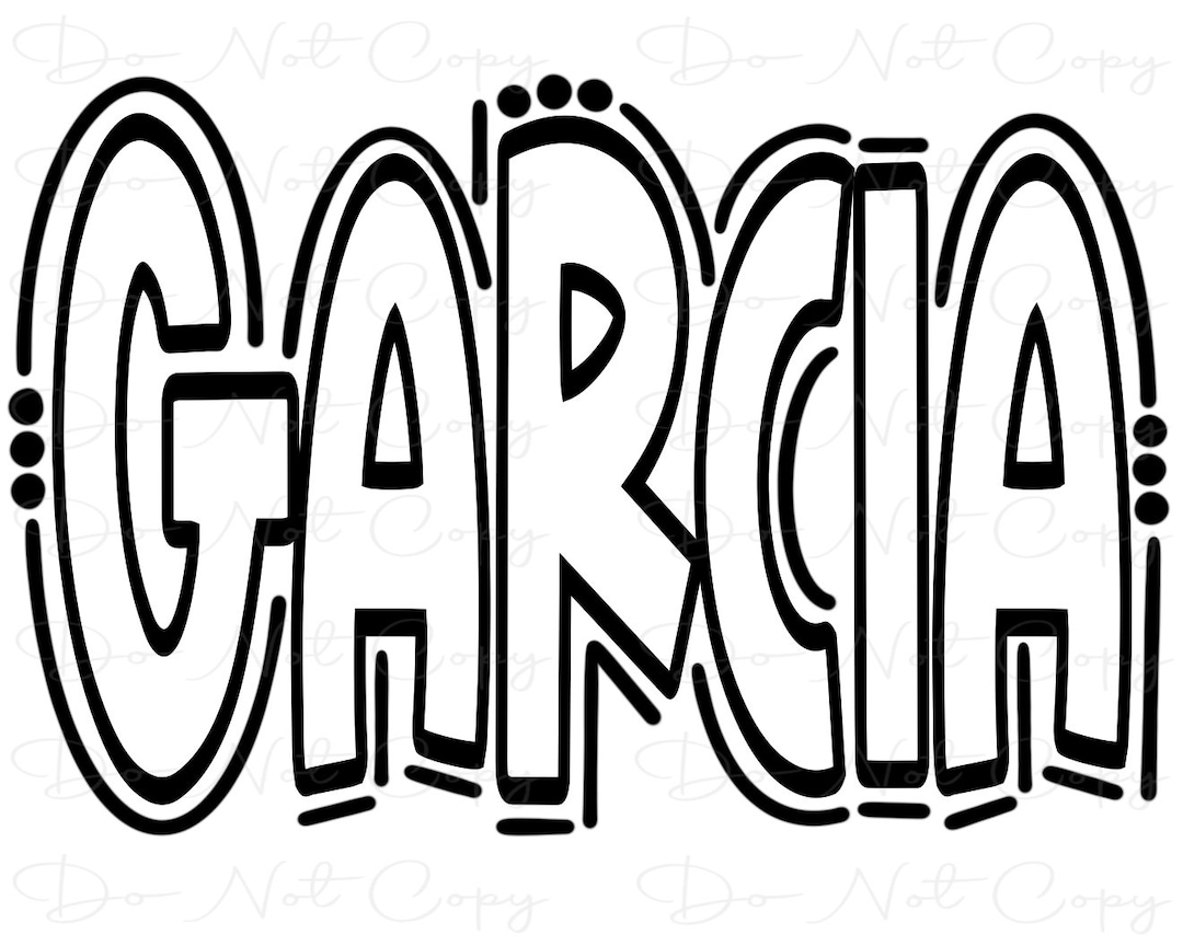 GARCIA - Doodle Letters - Transparent - Sublimation PNG SVG - Digital ...