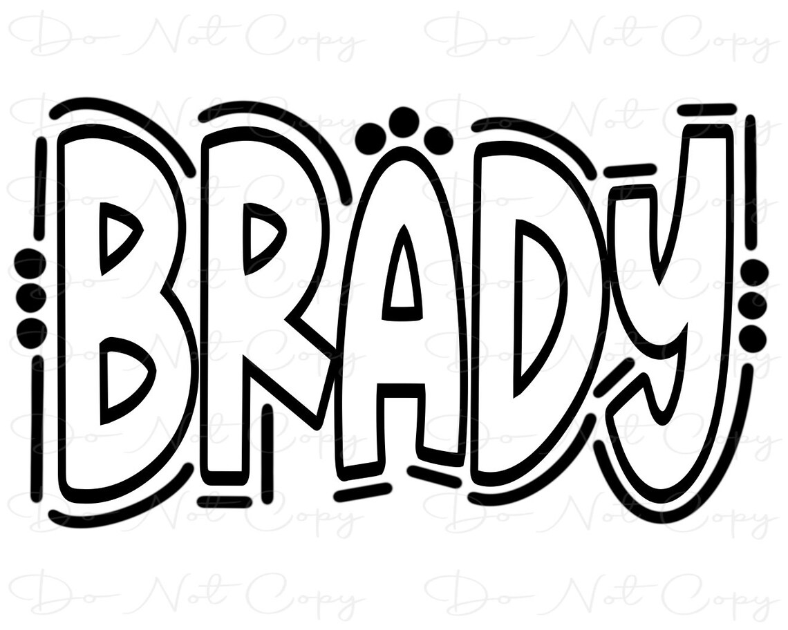 BRADY - Doodle Letters - Transparent - Sublimation PNG SVG - Digital ...