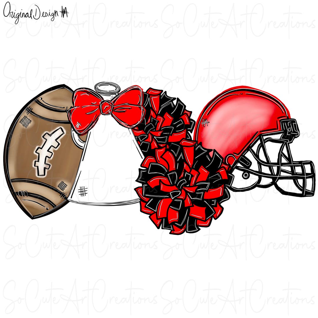 Cheer Pompoms Football Megaphone Helmet - DTF Sublimation PNG - Digital ...