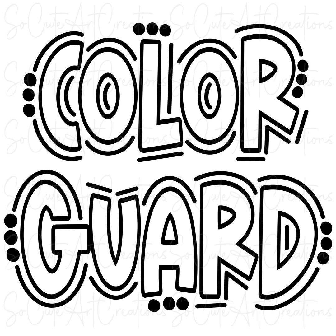 Color Guard - Doodle Letters Transparent Background - Sublimation PNG ...