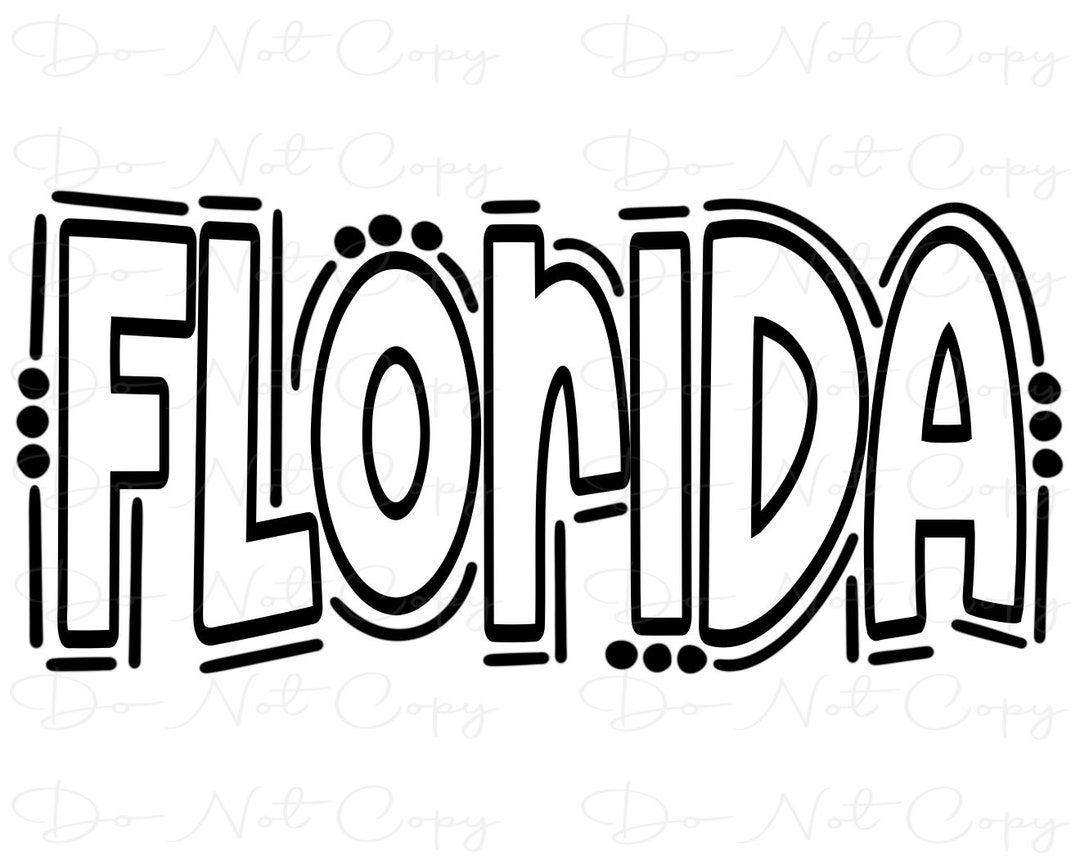 Florida - Doodle Letters Transparent Background - Sublimation PNG and ...
