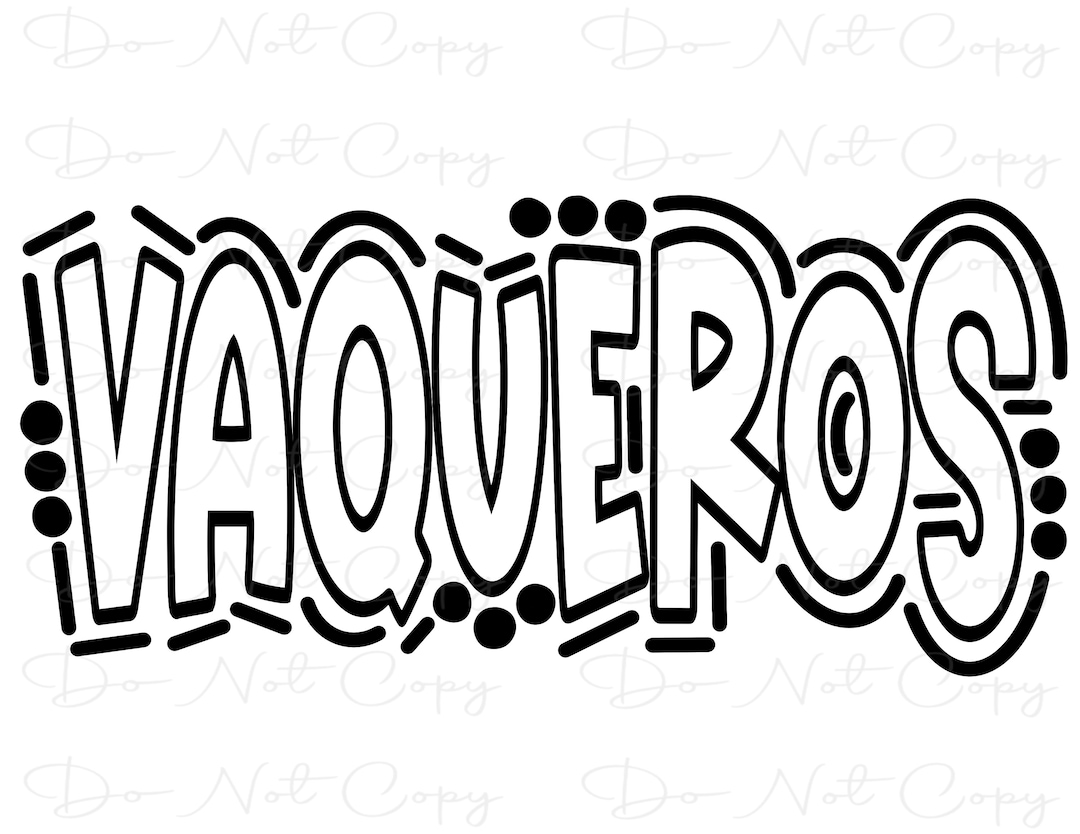 VAQUEROS - Doodle Letters - Transparent - Sublimation PNG SVG - Digital ...