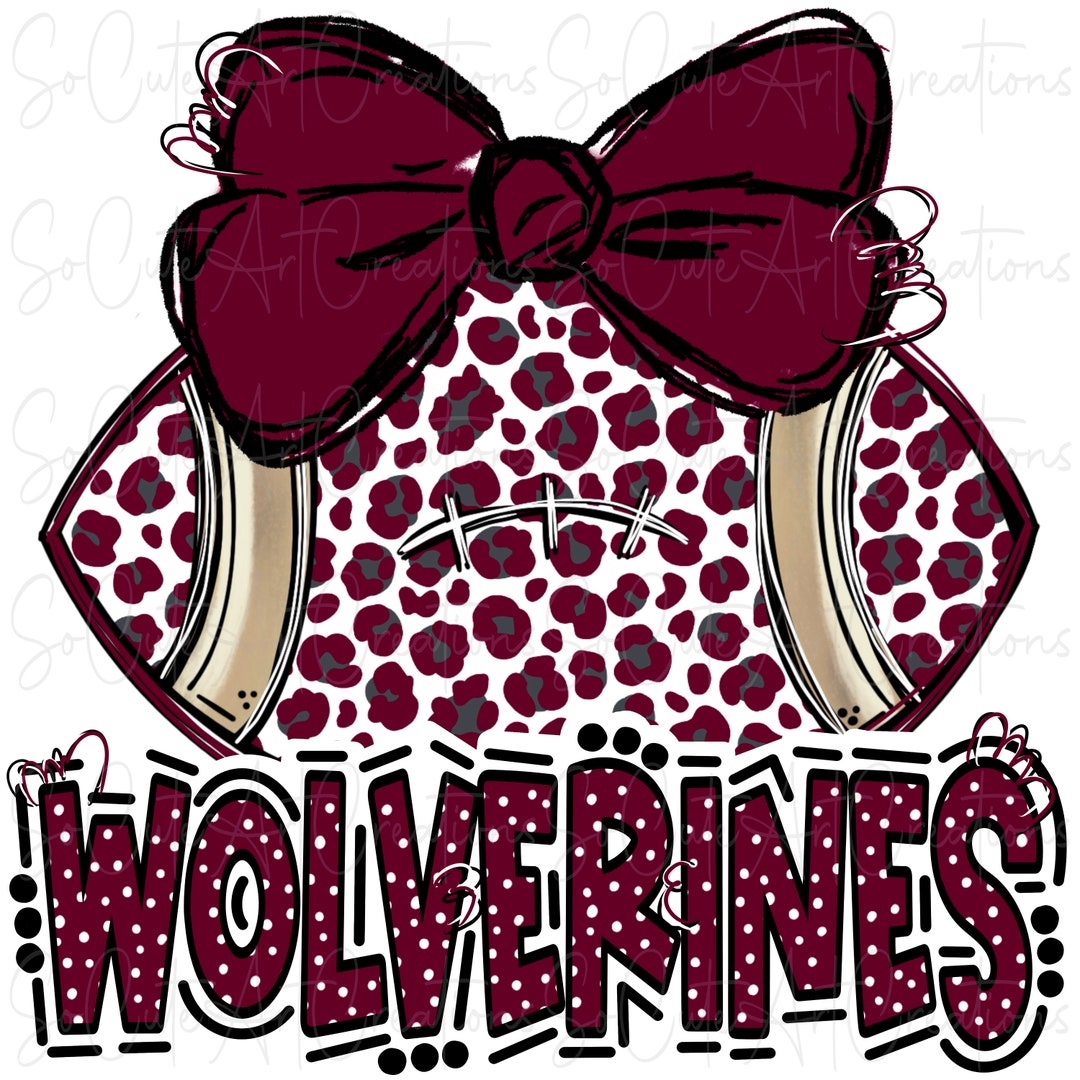 Wolverines Football and Bow - Doodle Letters - School Spirit ...