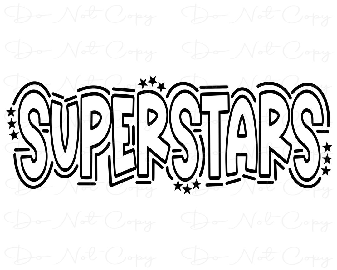 SUPERSTARS - Doodle Letters Transparent Background - Sublimation PNG ...