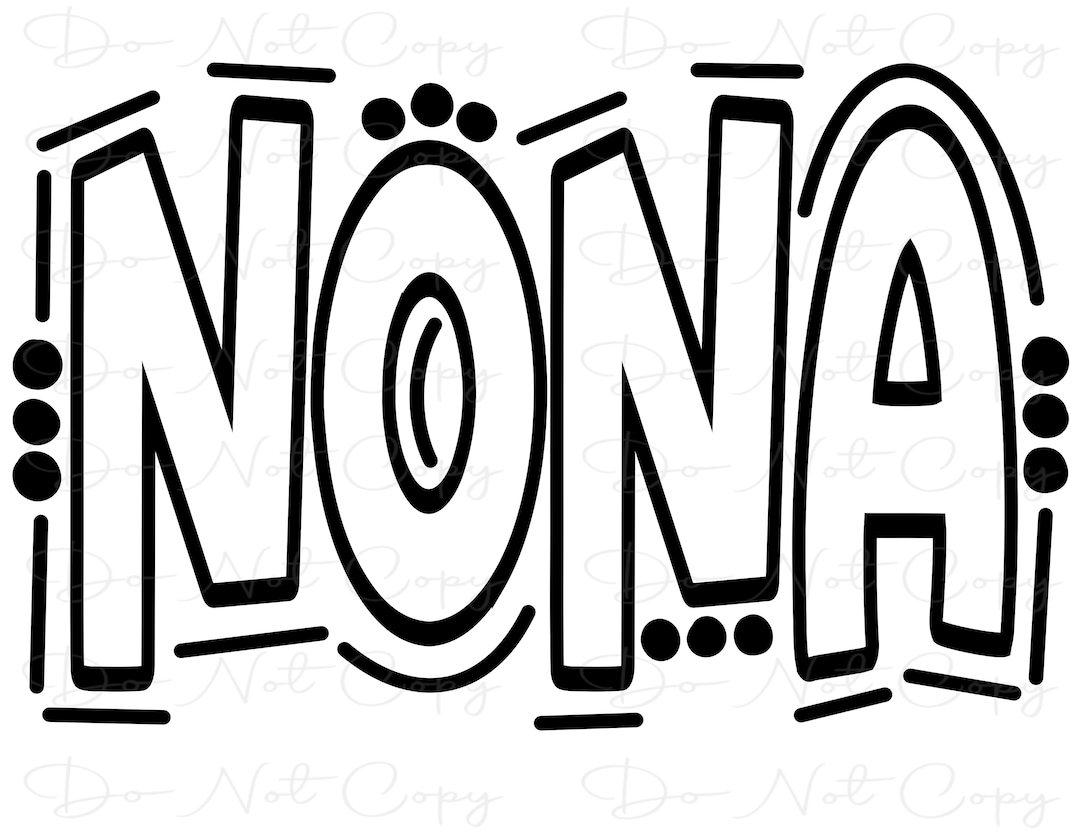 Nona - Doodle Letters - Transparent - Sublimation PNG SVG - Digital ...