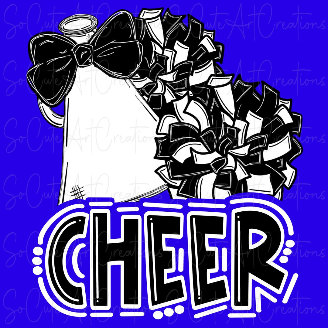 CHEER - Cheer Pompoms Megaphone - Doodle Letters - Sublimation PNG ...