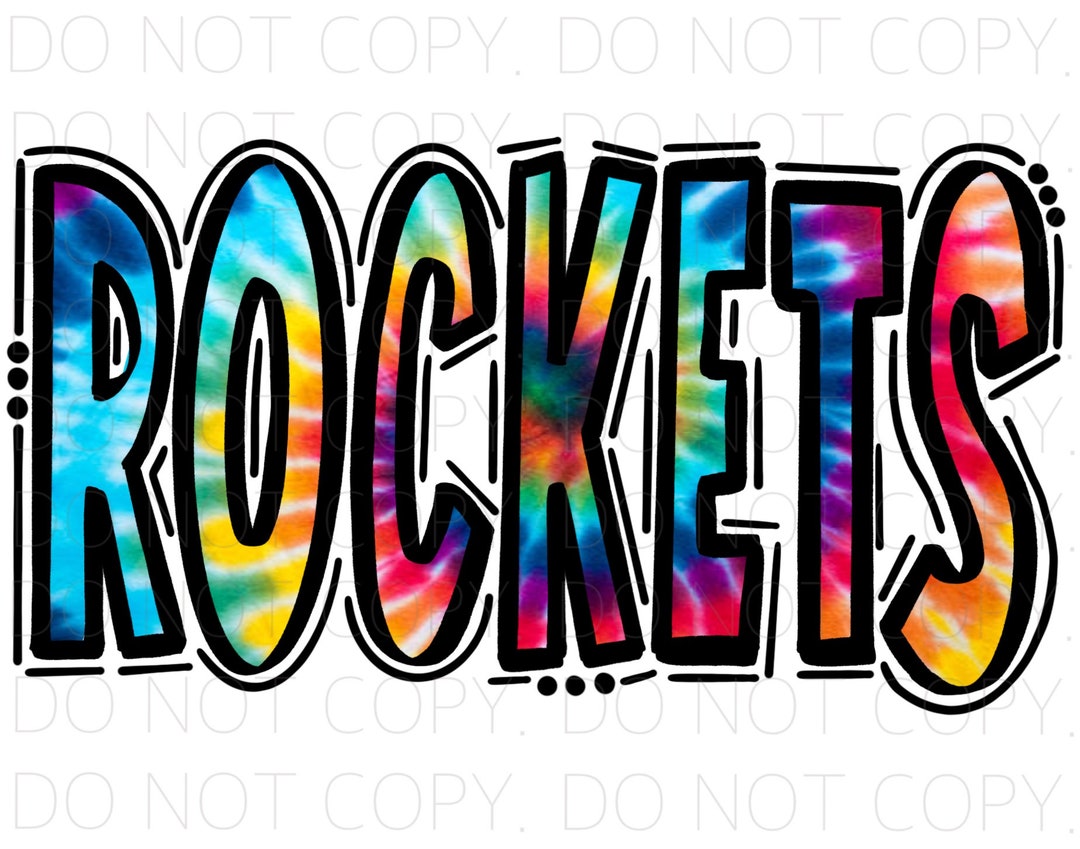 ROCKETS - Doodle Letters Tiedye - Sublimation PNG - Digital Artwork ...