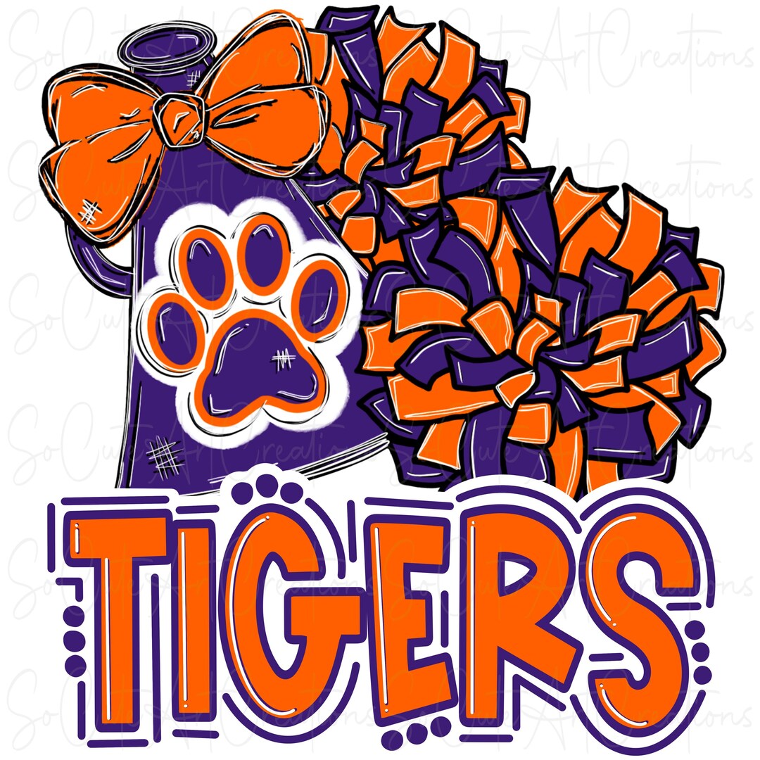 TIGERS - Cheer Pompoms Megaphone Mascot - Purple and Yellow Gold ...