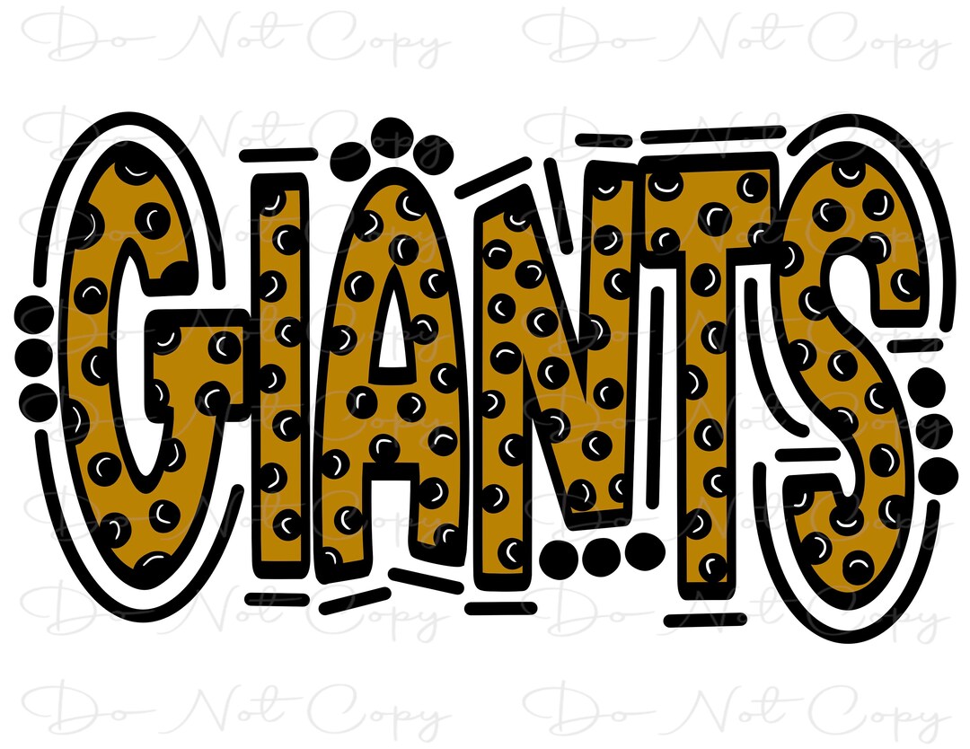 Giants - Doodle Letters Black and Gold - Sublimation PNG - Digital ...