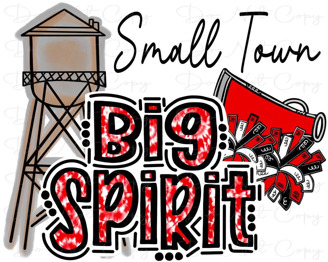 Small Town Big Spirit - Megaphone Cheer Pompoms - Doodle Letters ...