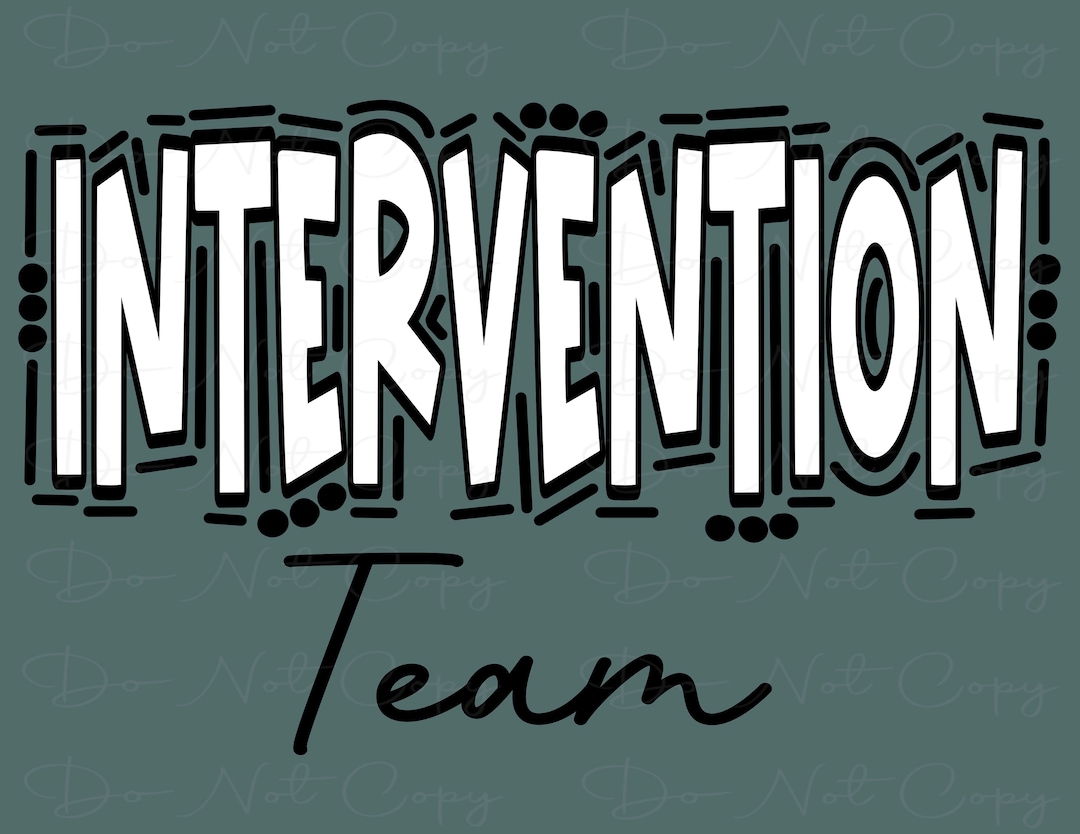 Intervention Team - Black and White - Doodle Letters - Sublimation PNG ...