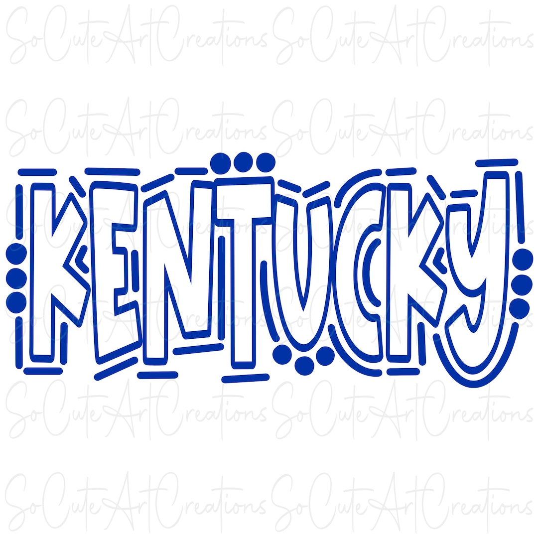 KENTUCKY - Royal Blue - Doodle Word Outline - Sublimation PNG and SVG ...