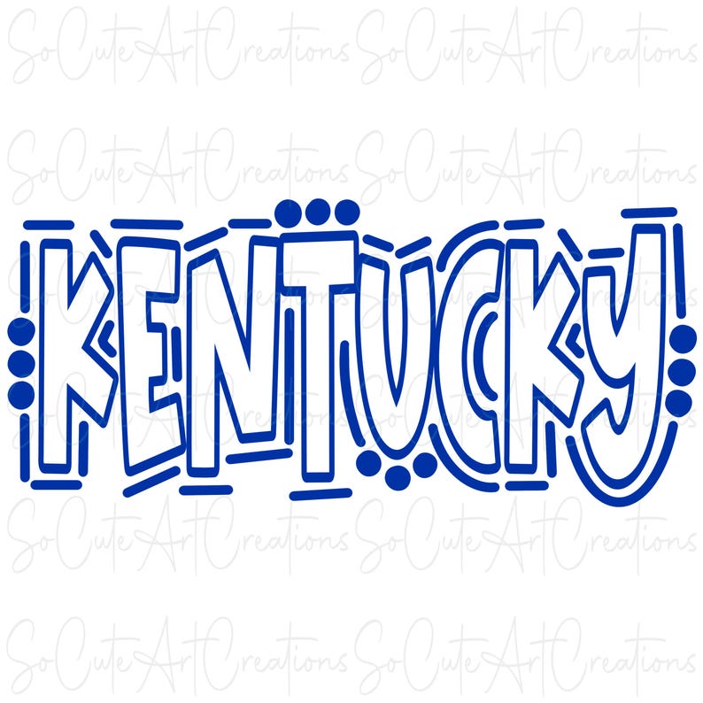 KENTUCKY - Royal Blue - Doodle Word Outline - Sublimation PNG and SVG ...