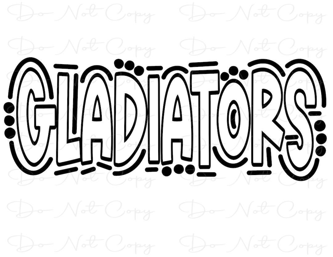 GLADIATORS - Doodle Letters Transparent Background - Sublimation PNG ...