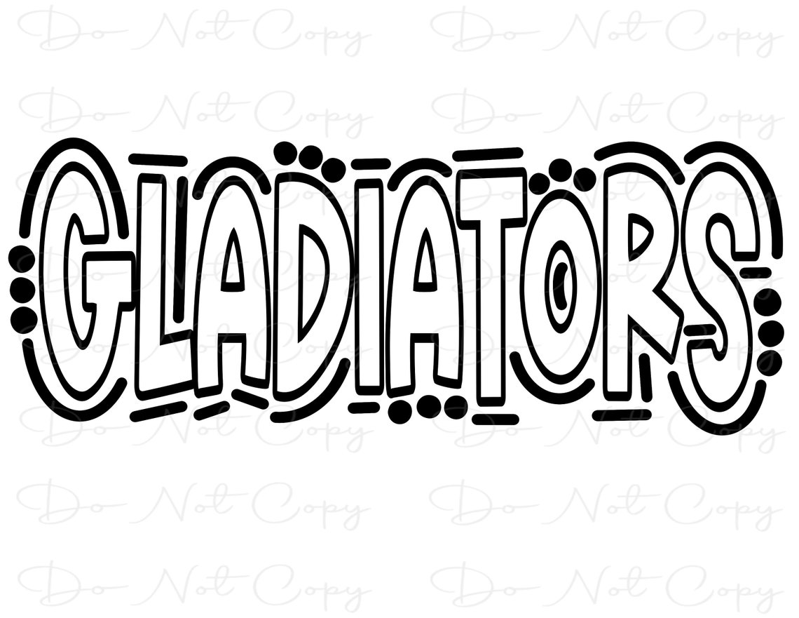 GLADIATORS - Doodle Letters Transparent Background - Sublimation PNG ...