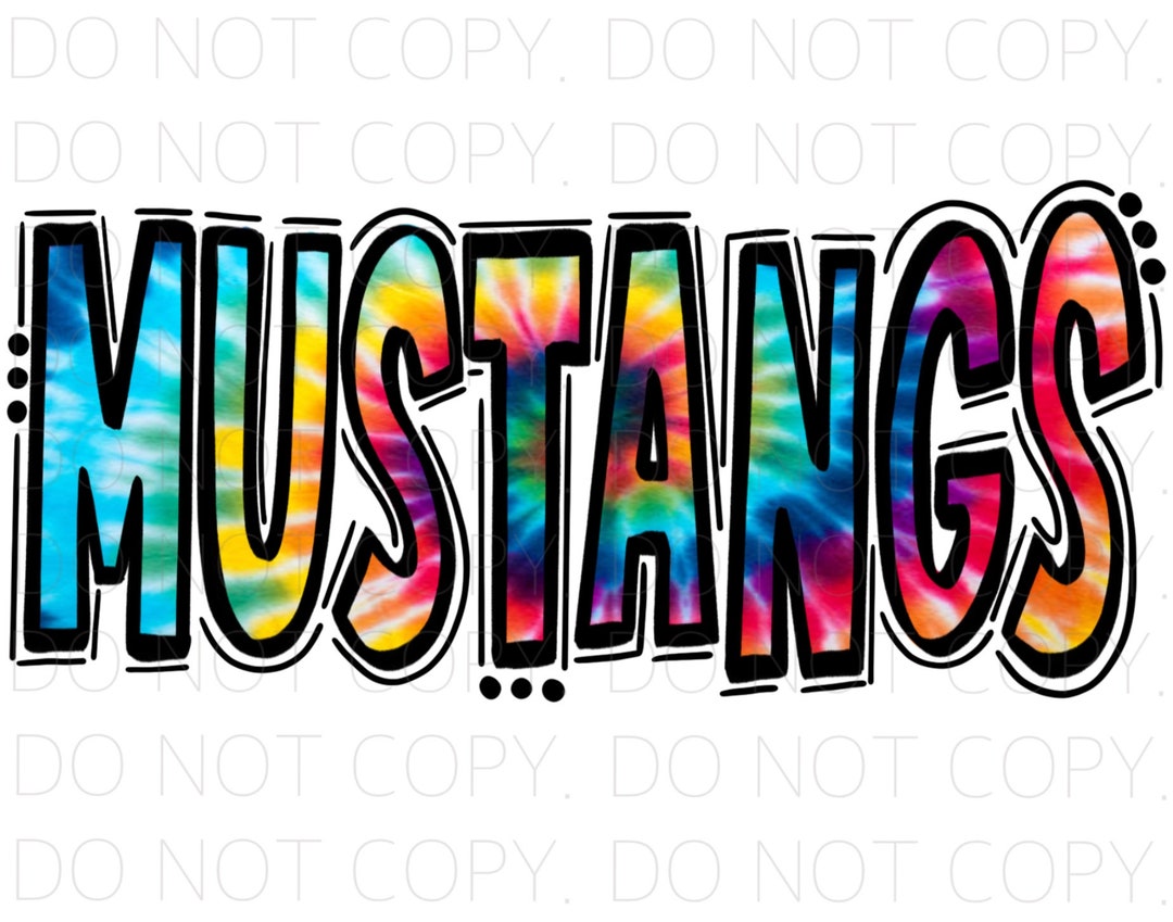 MUSTANGS - Doodle Letters Tiedye - Sublimation PNG - Digital Artwork ...