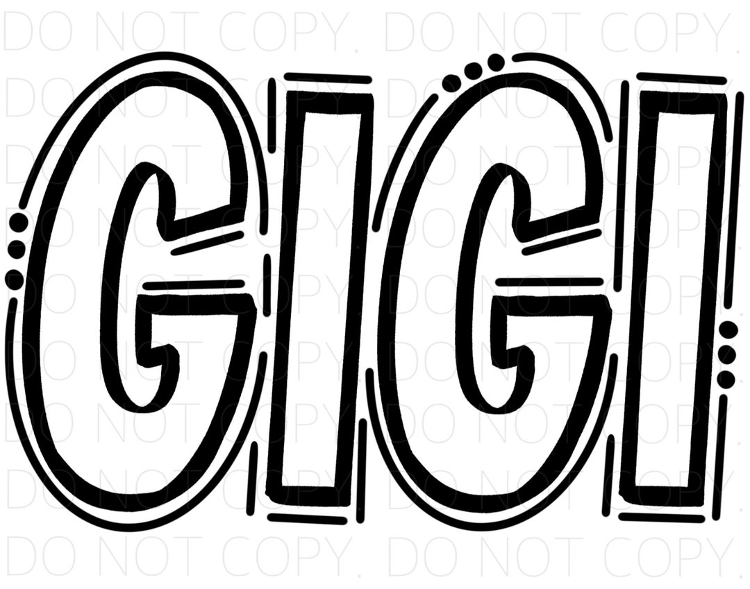 GIGI - Doodle Letters Transparent Background - Sublimation PNG and SVG ...