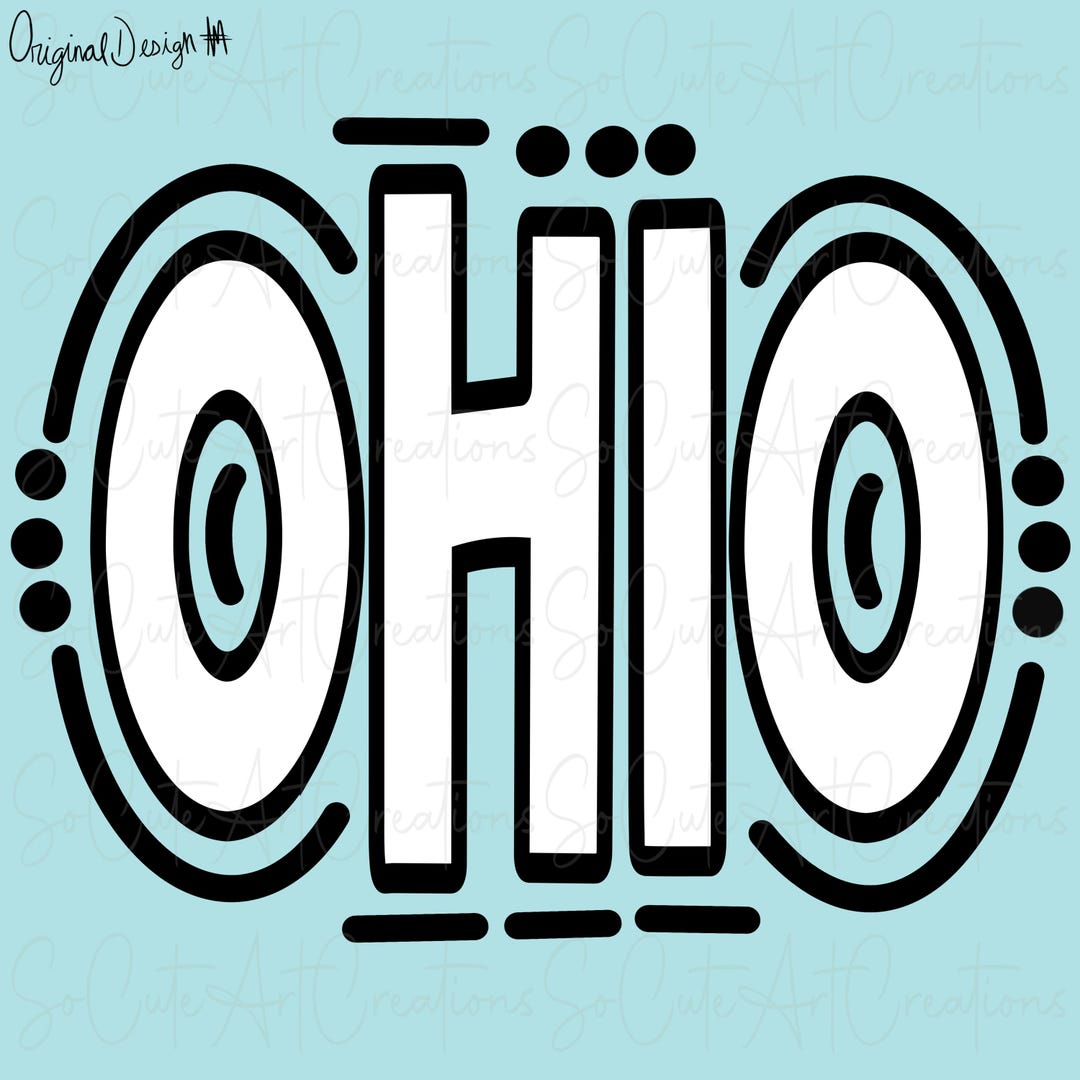 OHIO - Doodle Words - Black and White - DTF Sublimation PNG and Svg ...
