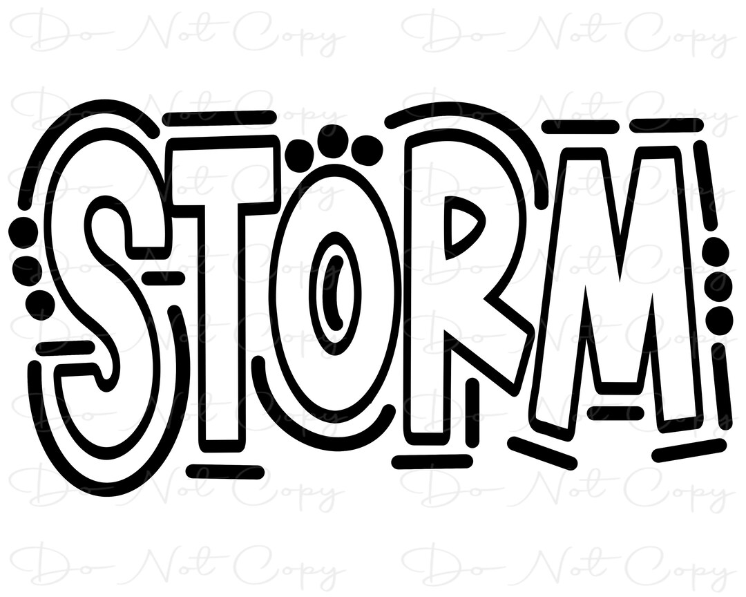 STORM - Doodle Letters Transparent Background - Sublimation PNG and SVG ...