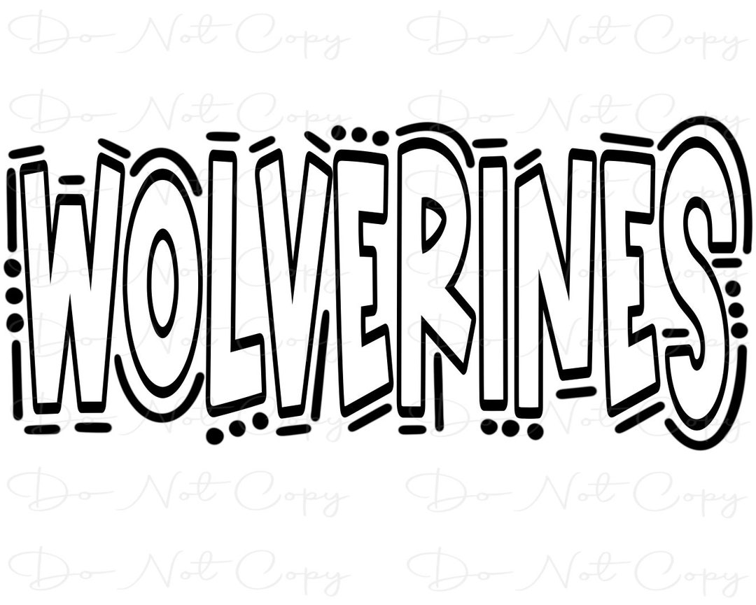 WOLVERINES - Doodle Letters Transparent Background - Sublimation PNG ...