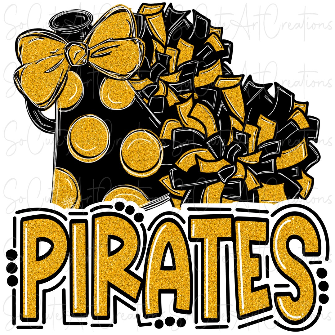 PIRATES - Cheer Pompoms Megaphone Mascot - Doodle Letters - Sublimation ...
