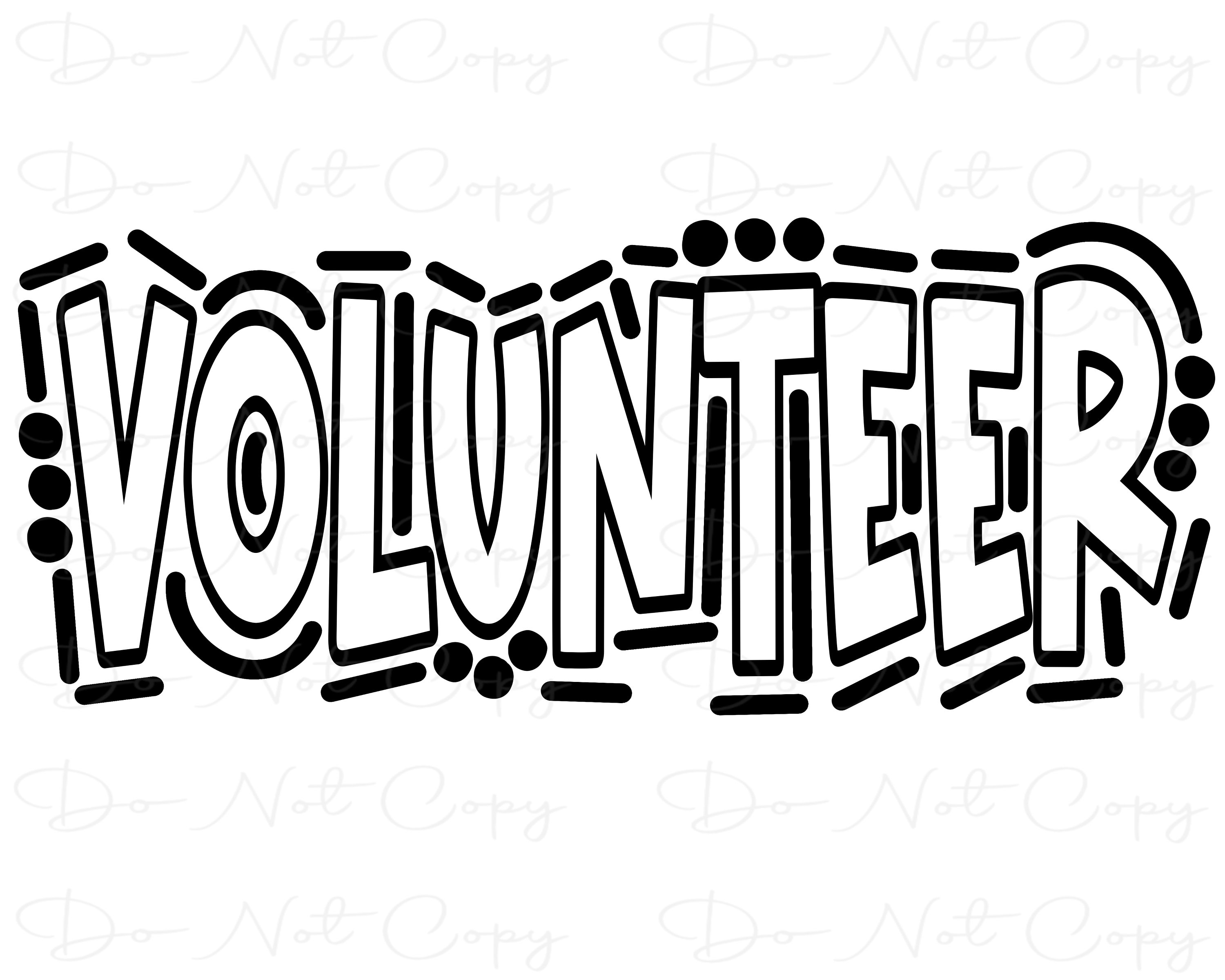 VOLUNTEER - Doodle Word - Sublimation PNG SVG - Digital Artwork - Clip ...