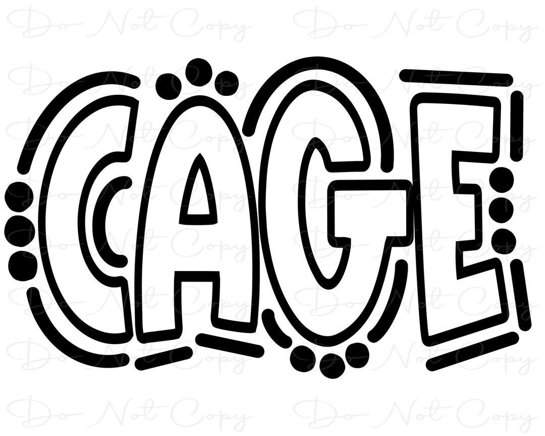 CAGE - Doodle Word - Sublimation PNG and SVG - Digital Artwork - Etsy