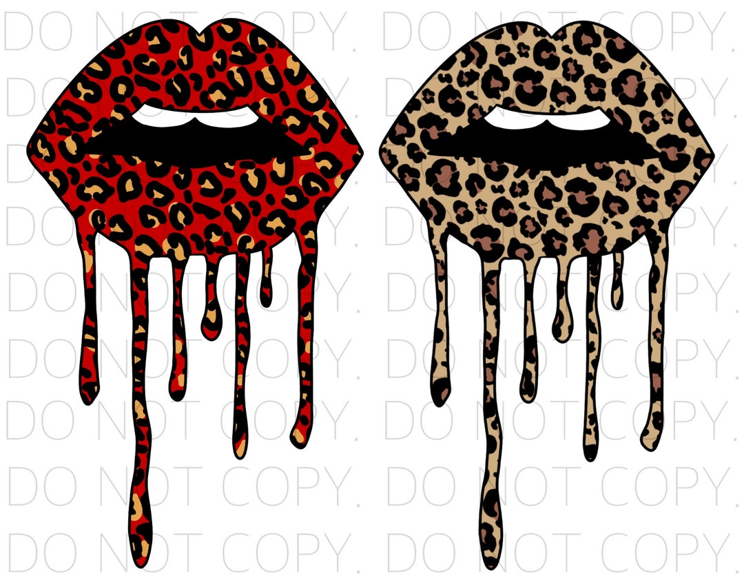 Drip Lips Leopard Print - Sublimation PNG - Digital Artwork - Clip Art ...