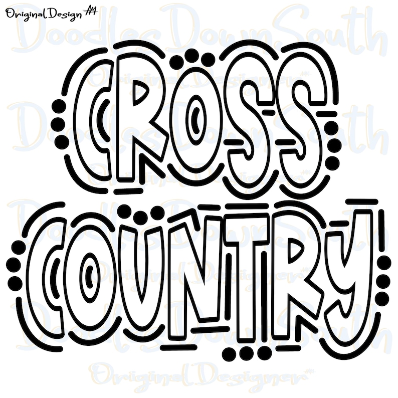Cross Country - Doodle Word Outline - DTF Sublimation PNG Svg - Digital ...