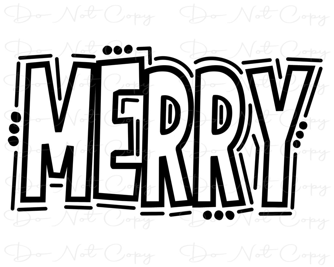 MERRY - Doodle Word - Sublimation PNG and SVG - Digital Artwork - Etsy