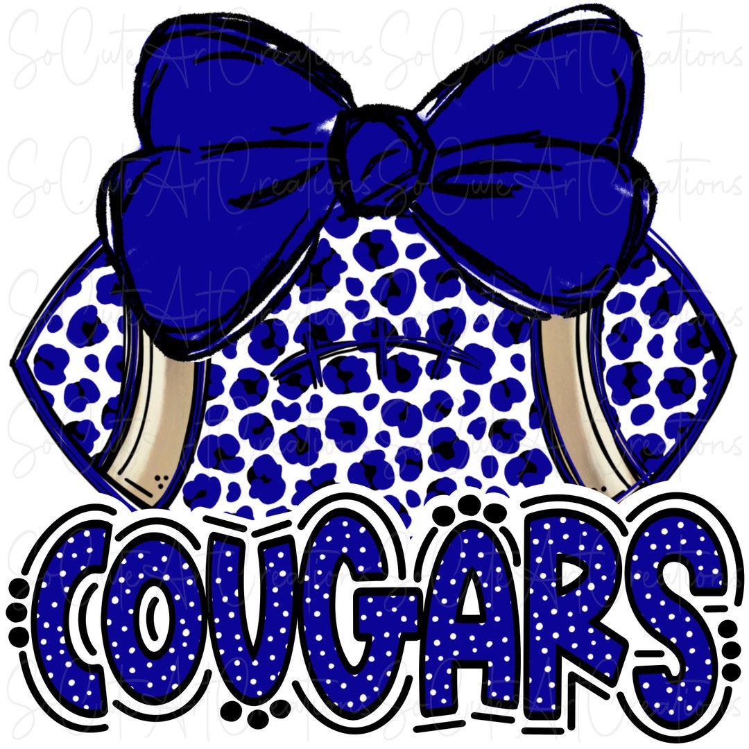 COUGARS Football and Bow - Doodle Letters - School Spirit - Sublimation ...