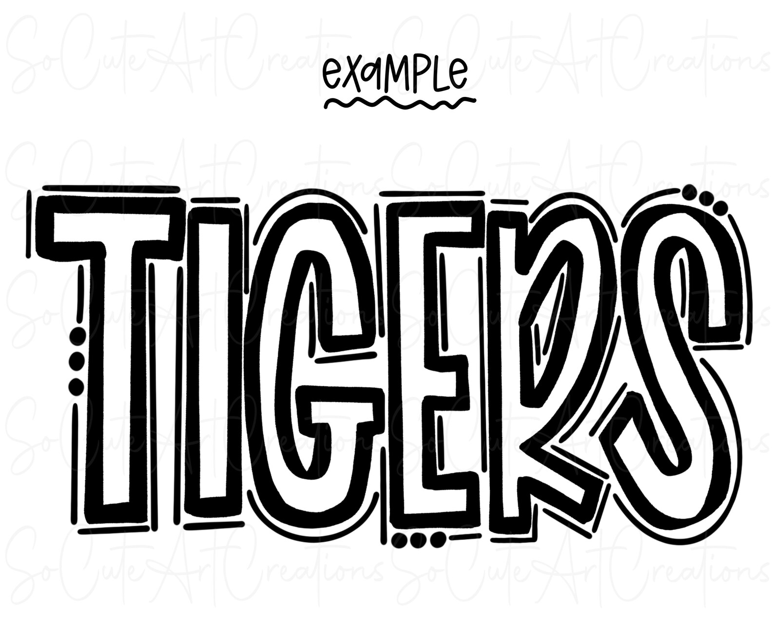 Custom Doodle Word Art: Black Outline (PNG, SVG Digital Download) - Etsy