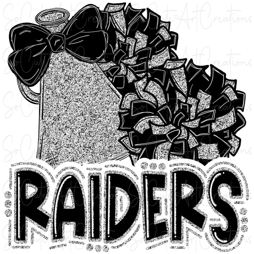 RAIDERS - Cheer Pompoms Megaphone Mascot - Doodle Letters - Sublimation ...