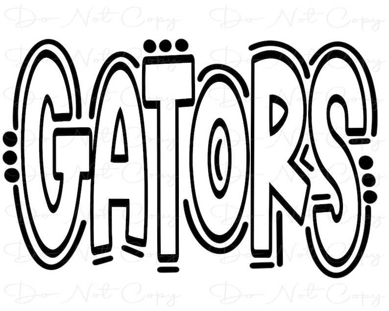 GATORS - Doodle Letters Transparent Background - Sublimation PNG and ...
