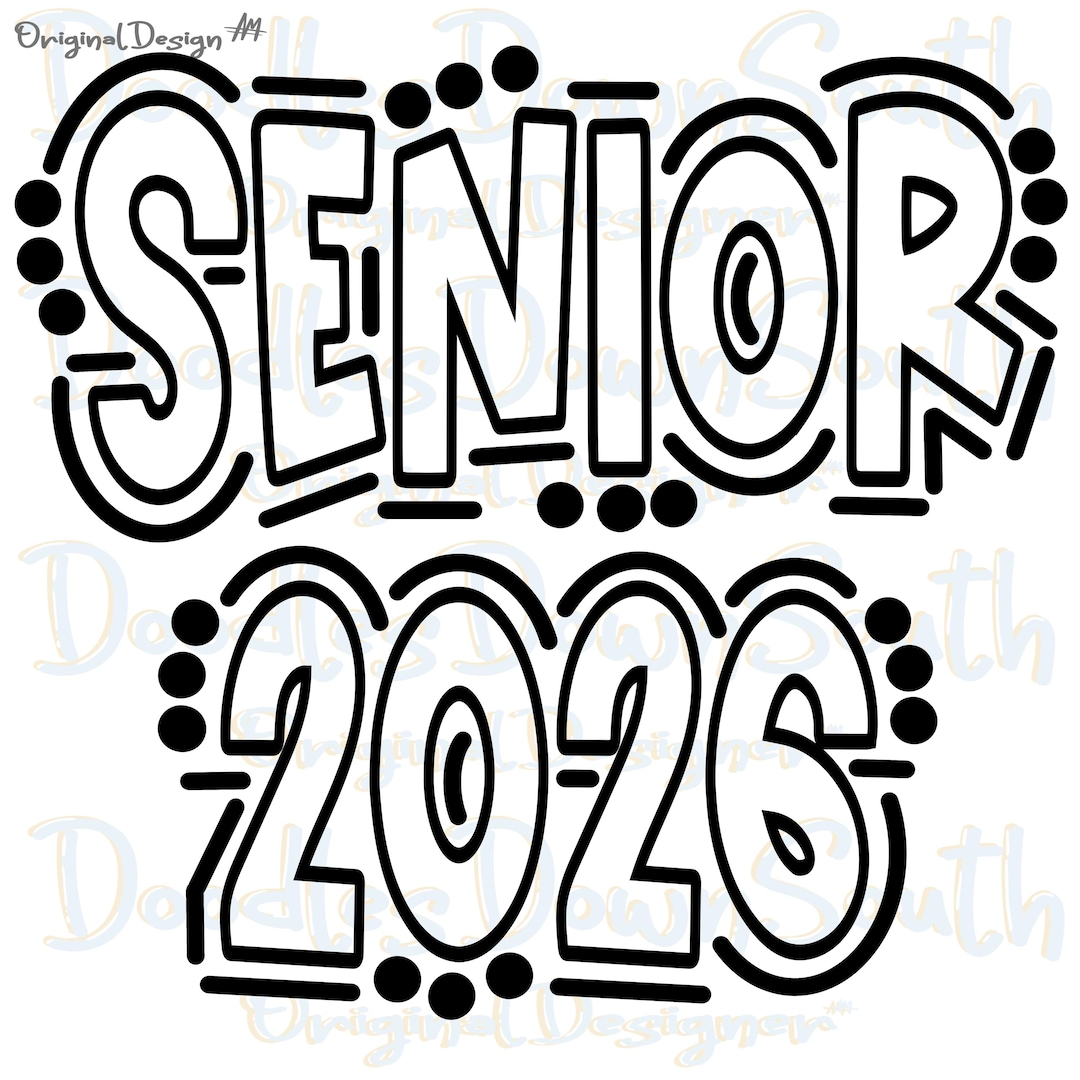 SENIOR 2026 - Doodle Word Outline - Sublimation PNG - Digital Artwork ...