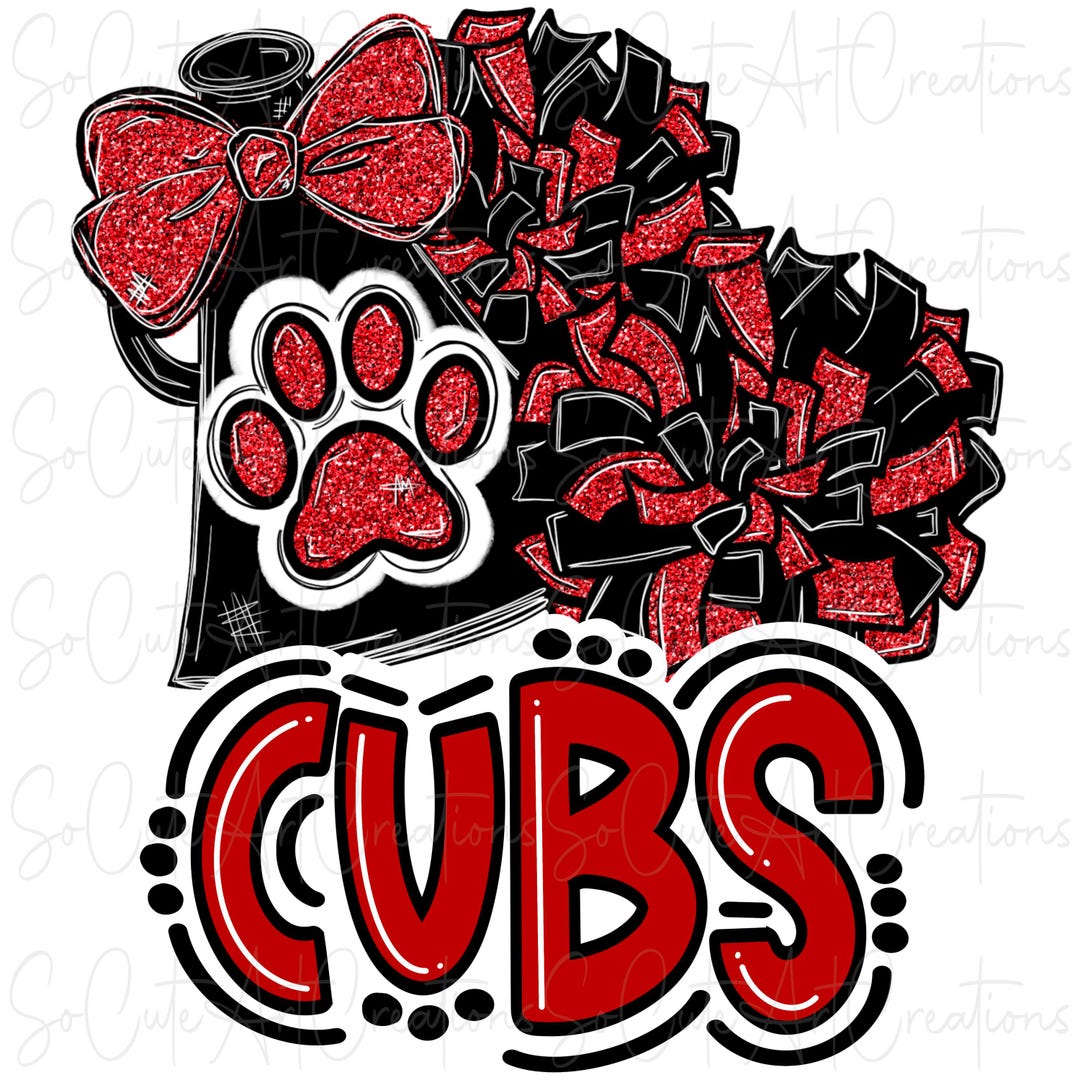 CUBS - Cheer Pompoms Paw Print Megaphone - Doodle Letters - Sublimation ...