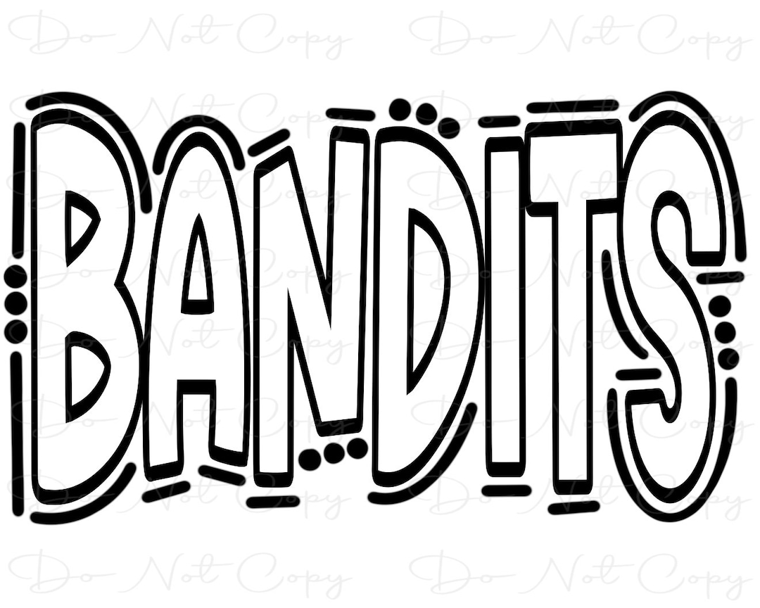 BANDITS - Doodle Letters Transparent Background - Sublimation PNG and ...