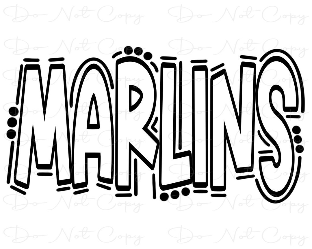 MARLINS - Doodle Letters Transparent Background - Sublimation PNG and ...
