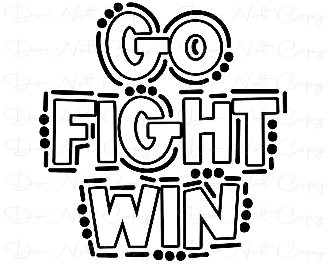 Go Fight Win - Doodle Word - Sublimation PNG and SVG - Digital Artwork - Etsy